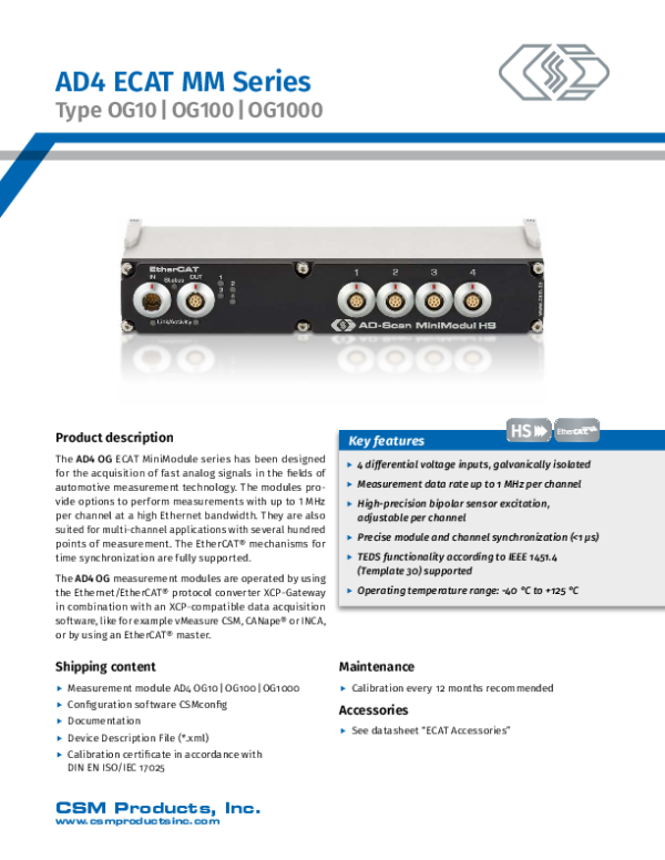 AD4 OG ECAT MiniModul-Series