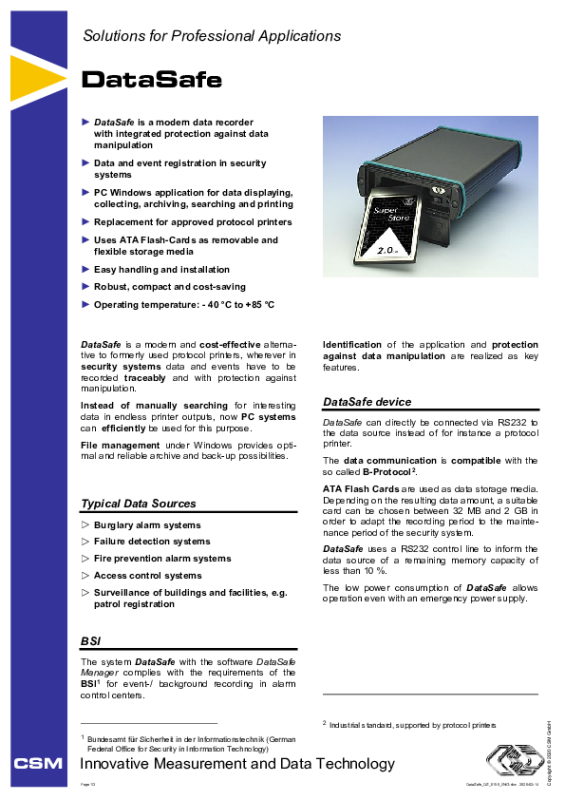 Industrial data loggers & data storage