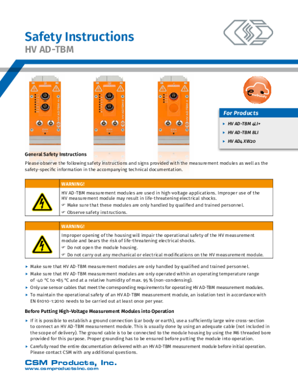 HV AD CAN Modules up to ±90 V | CSM GmbH