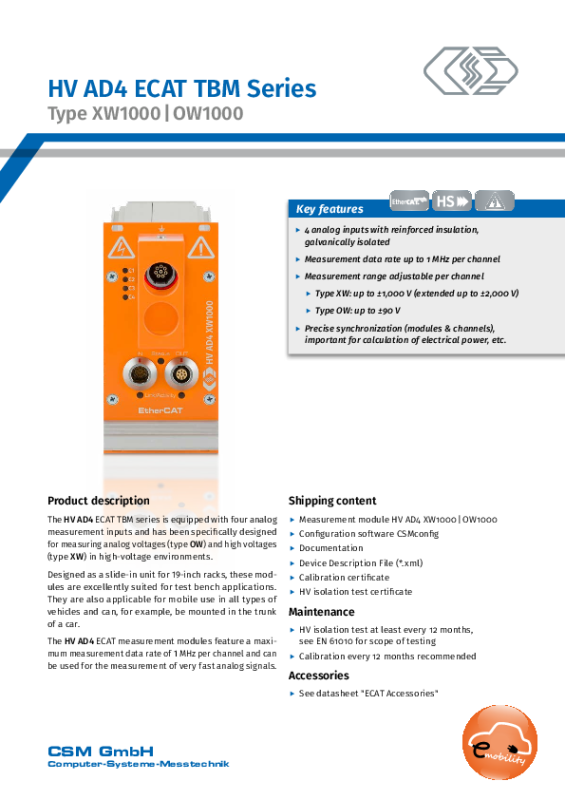 HV AD ECAT Modules up to ±1000 V | CSM GmbH