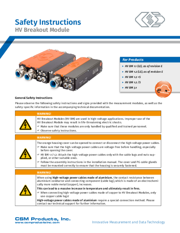 HV Breakout Modules 1.1 | CSM GmbH