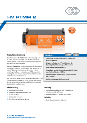 Hochvolt PT Messmodule | CSM GmbH