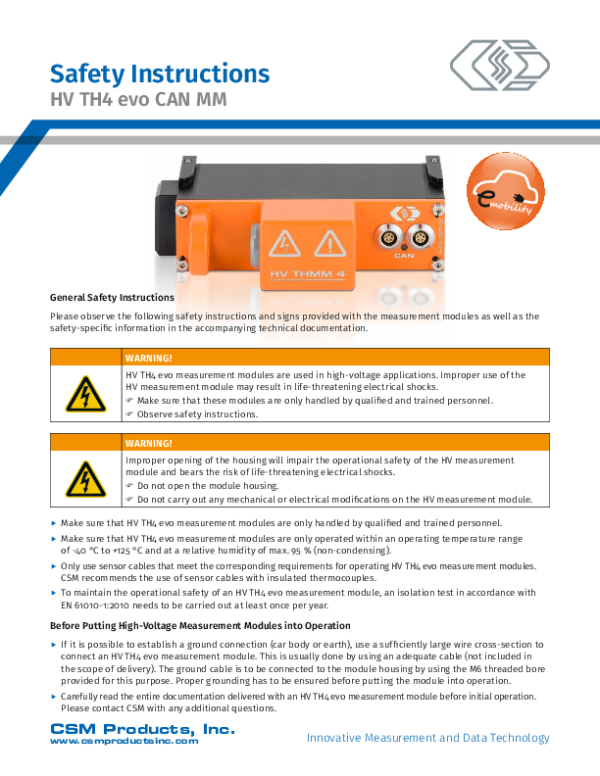 HV TH Measurement Modules | CSM GmbH