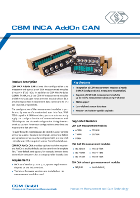 CSM INCA AddOn: fast measurements with CSM modules and INCA®