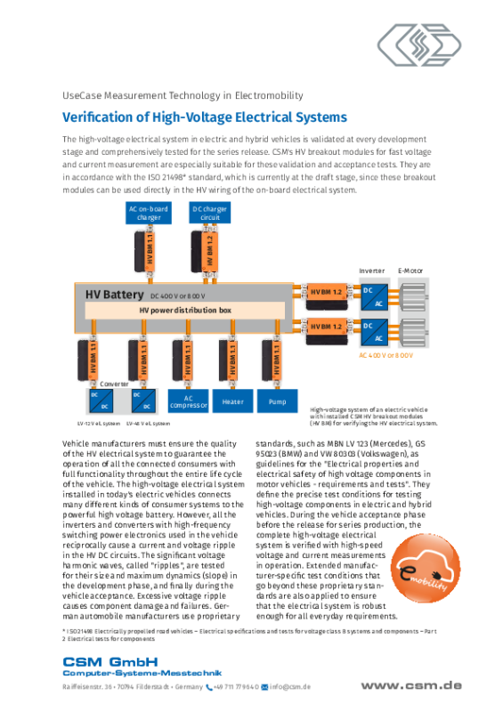 HV Test Bench Modules | CSM GmbH