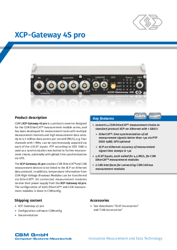 XCP-Gateway: Interface from EtherCAT® to XCP-on-Ethernet
